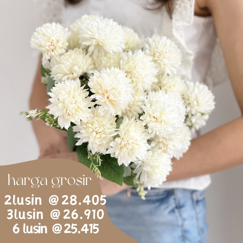 Jual 5 kuntum PomPom DANDELION artificial flower Mum Artifisial Bunga ...