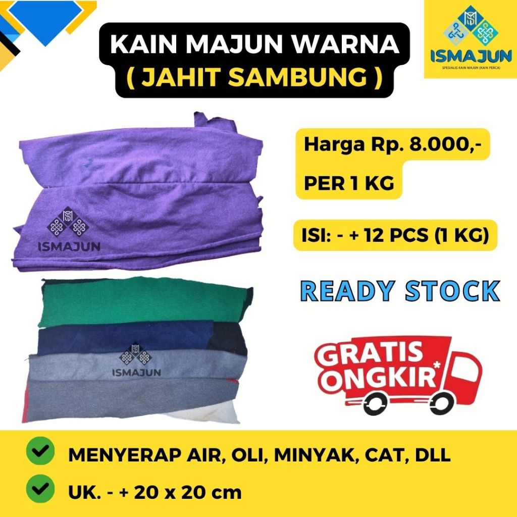 Jual KAIN LAP MAJUN JAHIT SAMBUNG WARNA SUPER KILOAN (1 KG ISI -+ 12 ...