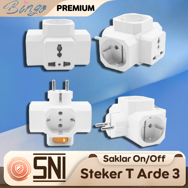 Jual Steker T Arde 3 Lubang Colokan Listrik SNI ASLI Saklar on/off ...