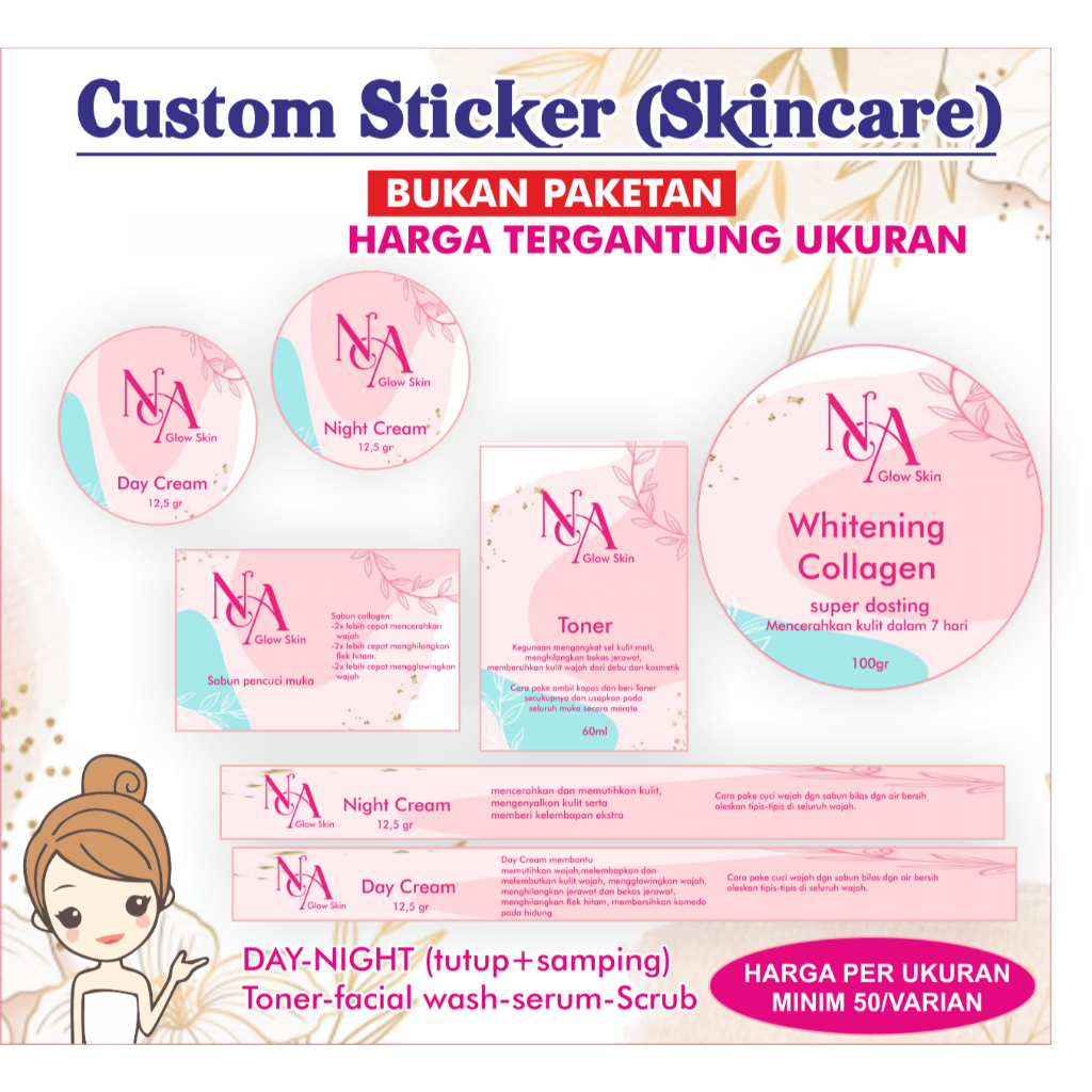 Jual Stiker Lotion. (MINIM 50 per ukuran) stiker handbody. Stiker skincare.Stiker dosting.facial ...