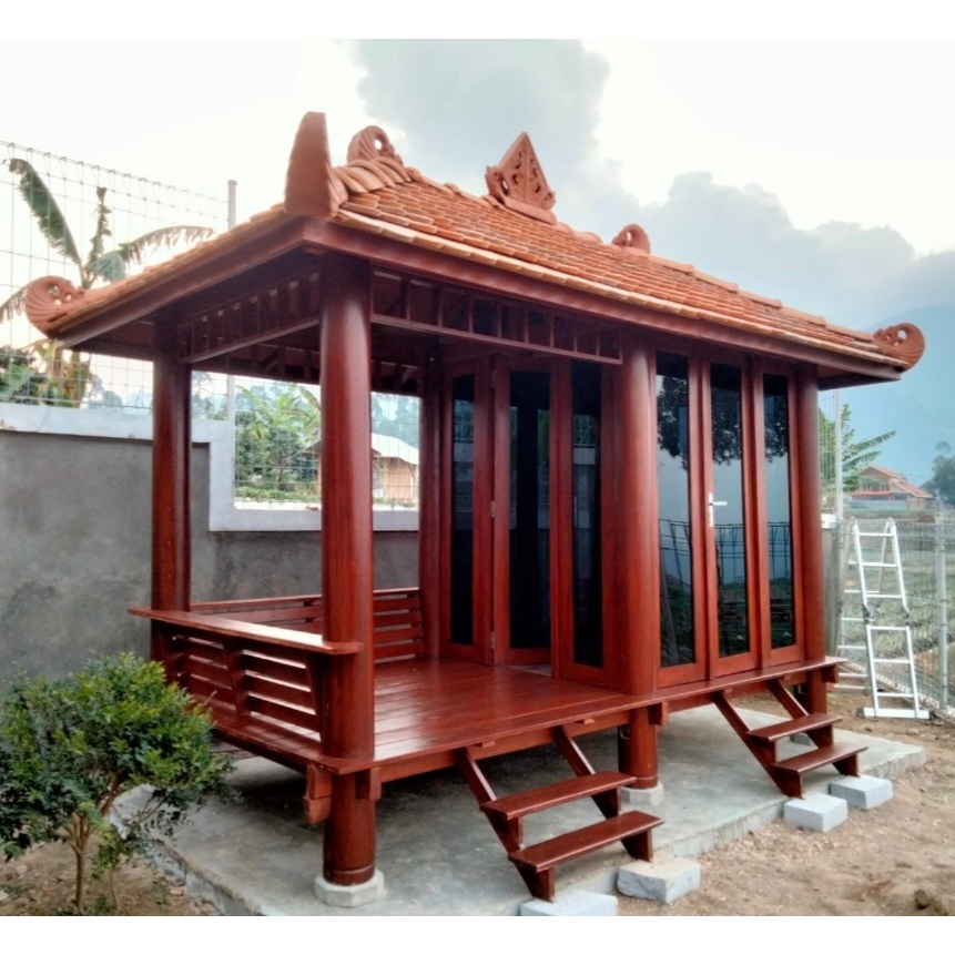 Jual Gasebo Model Dinding Kayu Kelapa Rumah Kayu Atap Genteng Tanah Shopee Indonesia