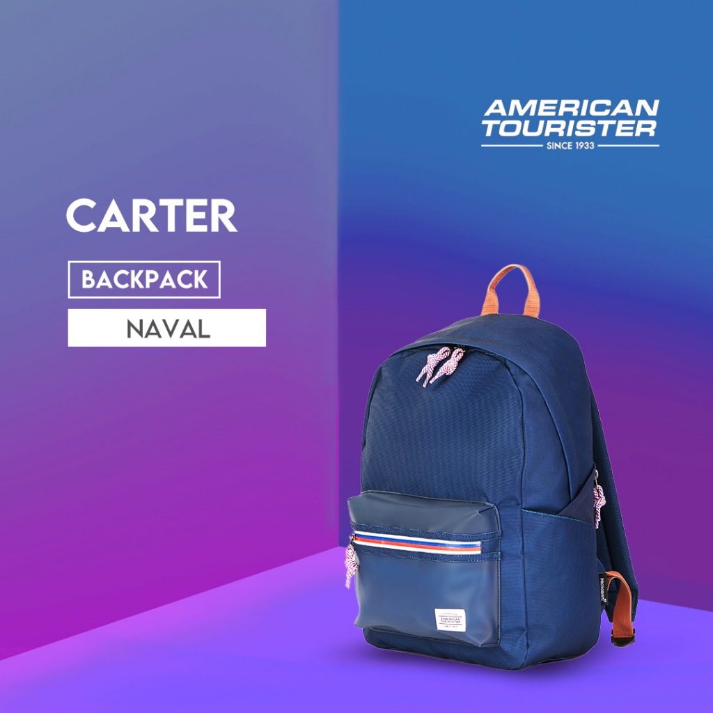 Jual American Tourister Carter Backpack 1 AS Laptop - Naval | Shopee Indonesia