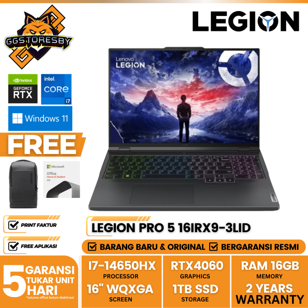 Jual LAPTOP LENOVO LEGION PRO 5 16IRX9-3LID | I7-14650HX 16/1TB RTX4060 ...