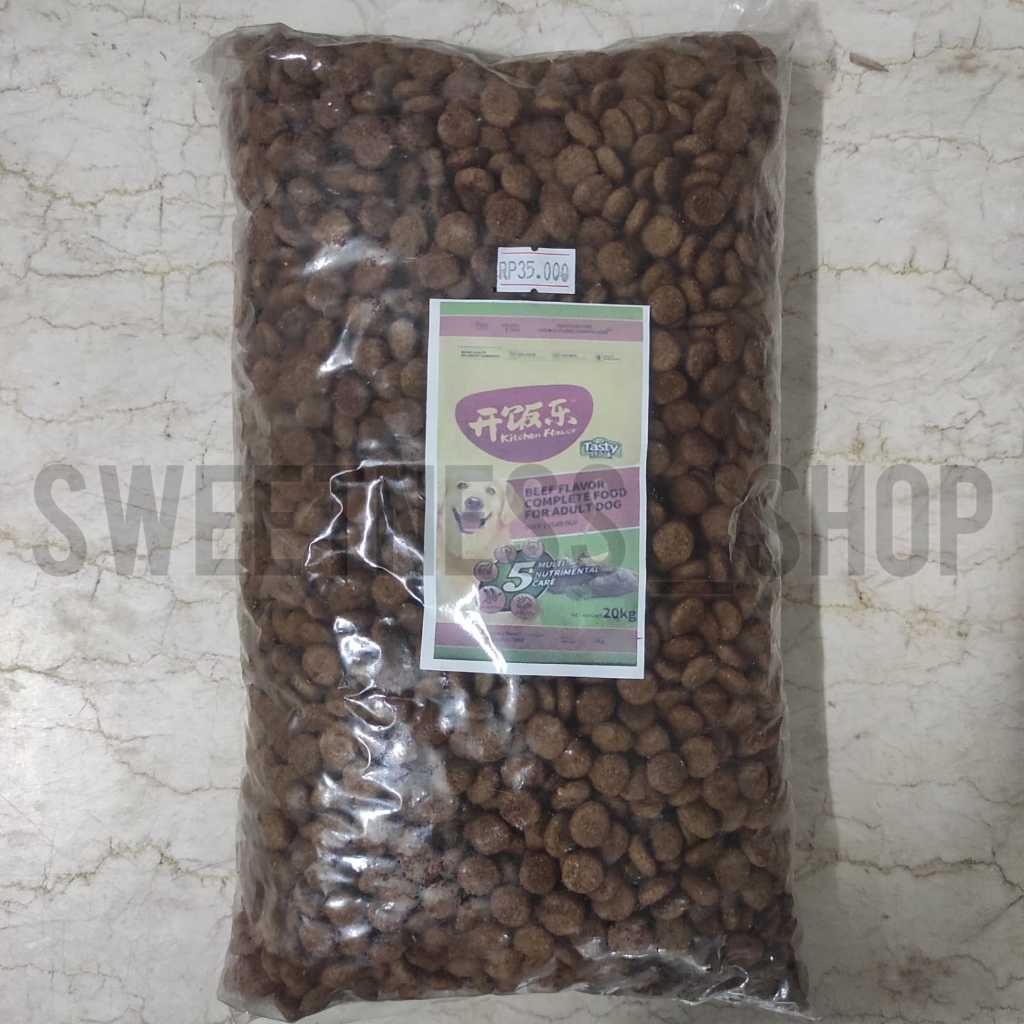 Jual KITCHEN FLAVOR TASTY BEEF ADULT DOG FOOD REPACK 1 KG | Shopee ...