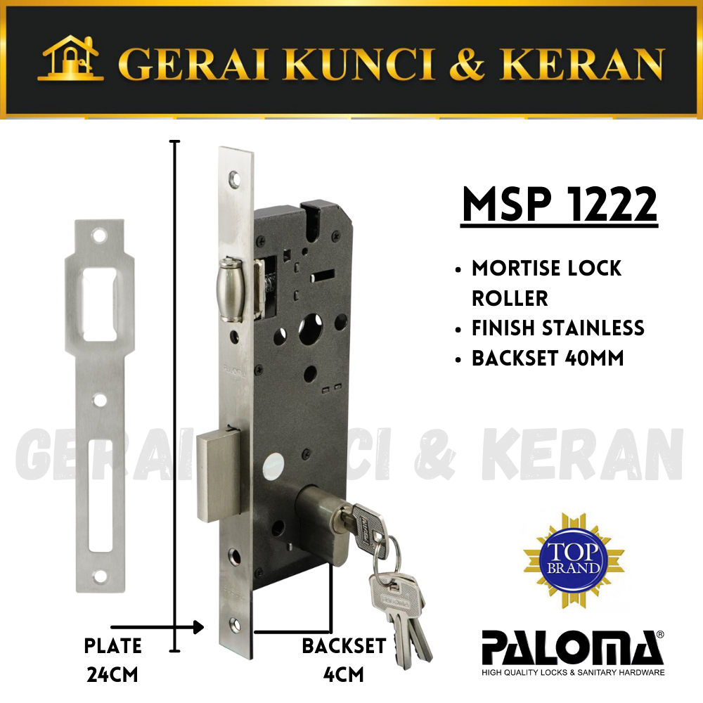 Jual PALOMA MSP 1222 40mm + CYLINDER BODY LOCKCASE KUNCI PINTU PELOR ...