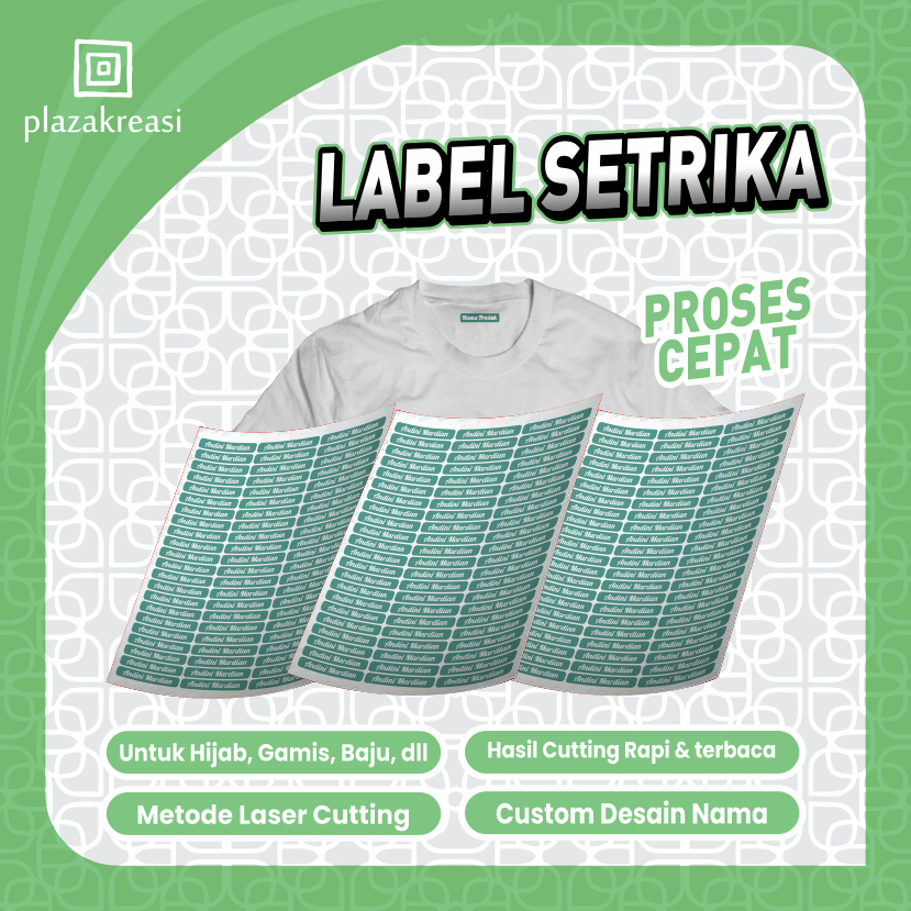 Jual Sticker Nama Label Printing Kain A4 / Kaos Sablon Setrika Gratis ...