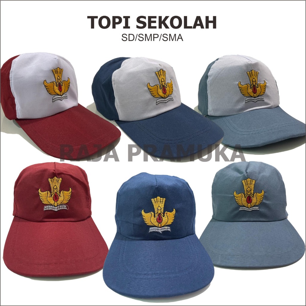 Jual Topi SD SMP SMA SMK Bordir Topi sekolah SD Merah polos Merah Putih ...
