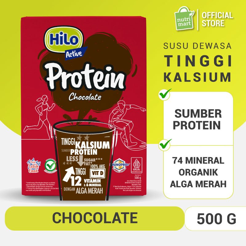 Jual PROMO HiLo Active Chocolate 500g - Susu Dewasa Tinggi Kalsium Sumber Protein Mineral ...