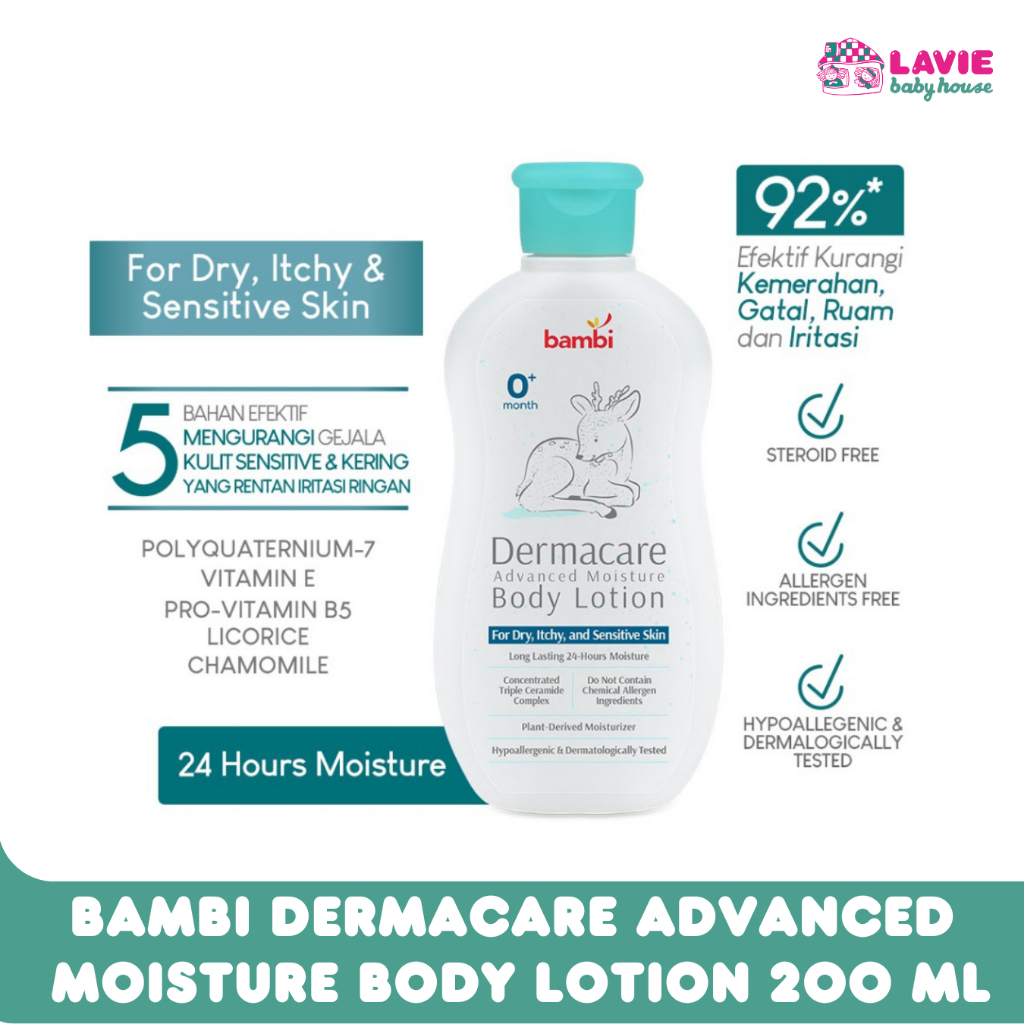 Jual Bambi Baby Dermacare Advanced Moisture Body Lotion 200ml | Shopee ...