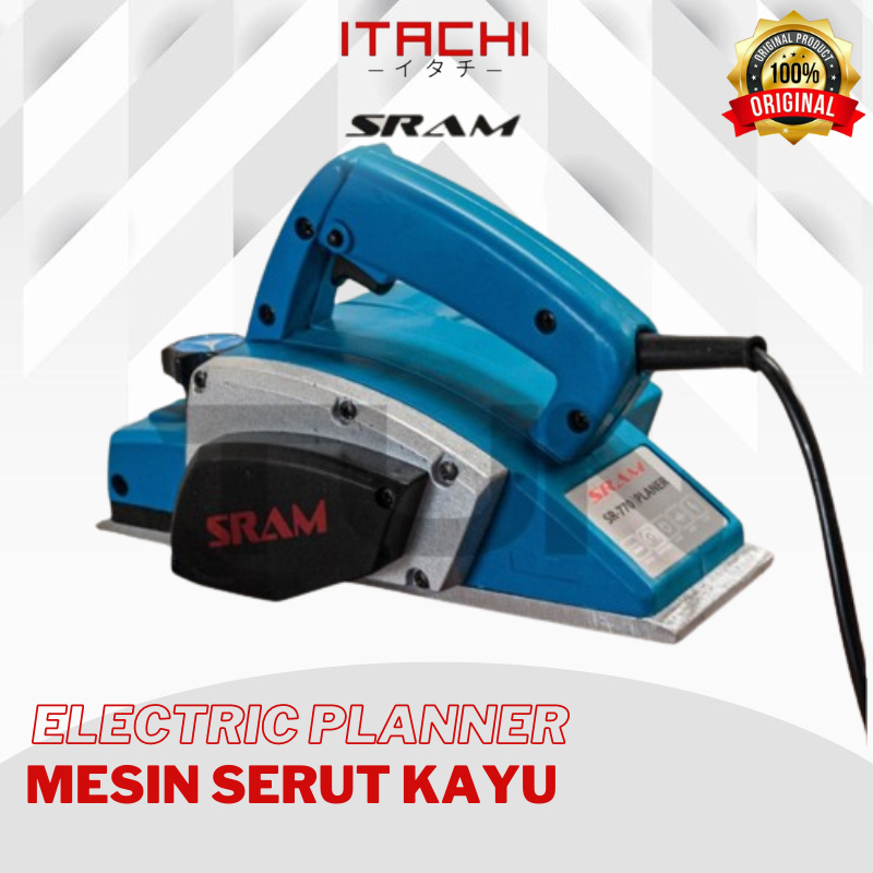 Jual SRAM Mesin Serut Kayu SR-770 Electric Planer Alat Penghalus Kayu ...