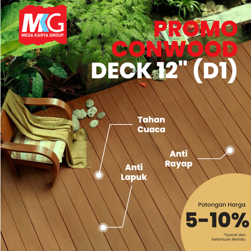 Jual Conwood Deck 12 (D1) Tebal 25mm - Lantai Pengganti Kayu | Shopee ...