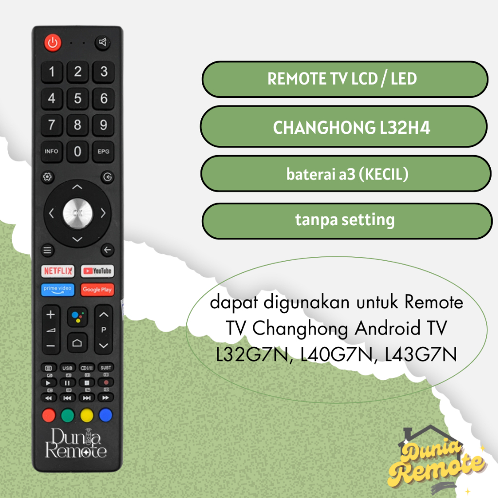 Jual Remote TV Changhong Android TV L32H4 / Remot Smart TV Changhong ...