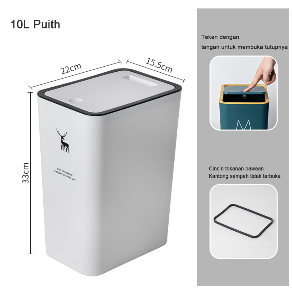 Jual Tempat Sampah Injak 8L /10L/15L/20L Tong Sampah Plastik Tertutup Trash Bin Kotak Sampah ...