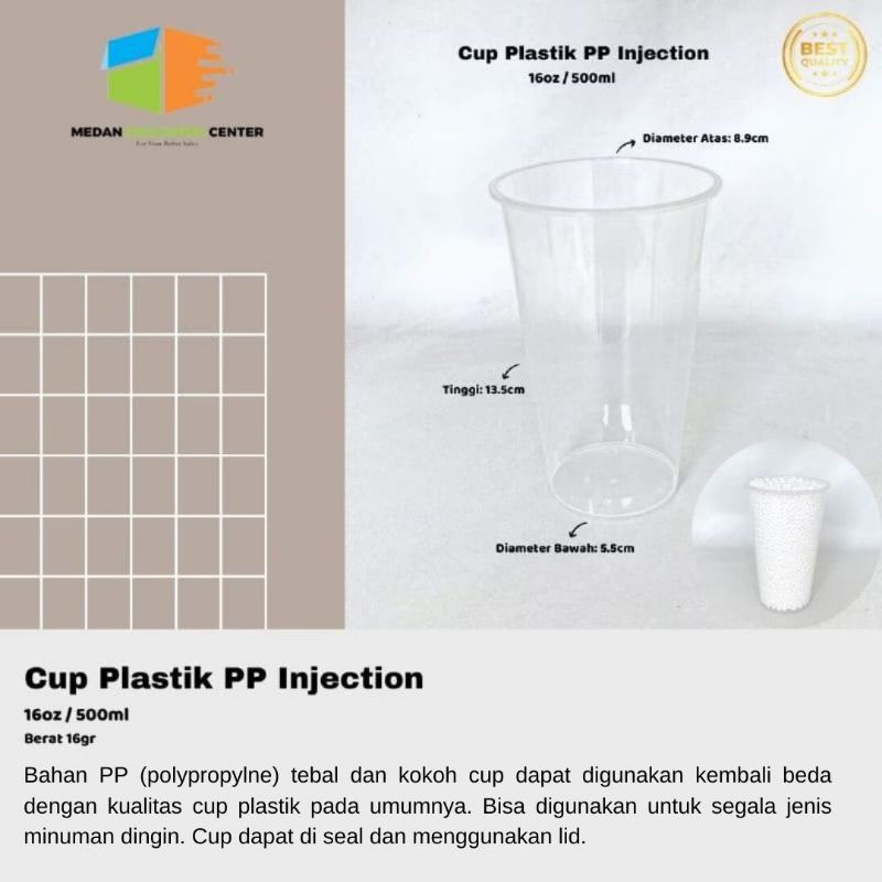 Jual Cup Plastik PP Injection Flat 16 oz 500ml tidak termasuk tutup ...