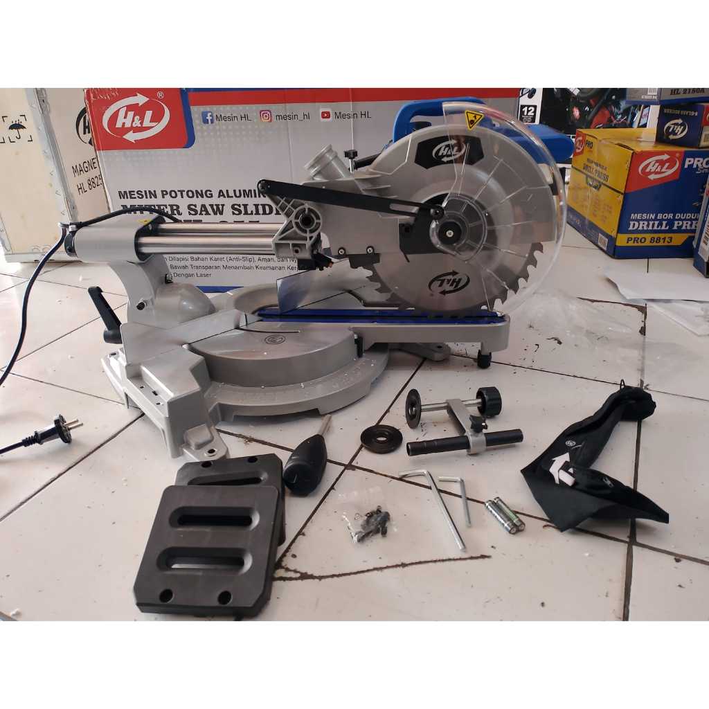 Jual Mesin Potong Aluminium Kayu Miter Saw Sliding Slide Mitra Saw 10"Inch H&L HnL HL 255 1 ...