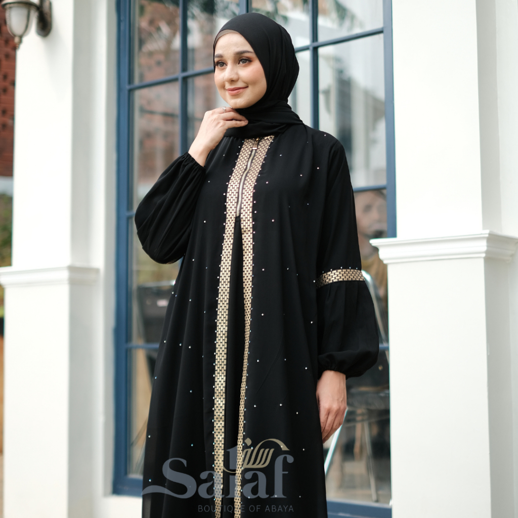 Jual Gamis Hitam Turkey Abaya Saudi Bahan Jetblack Resleting Depan ...