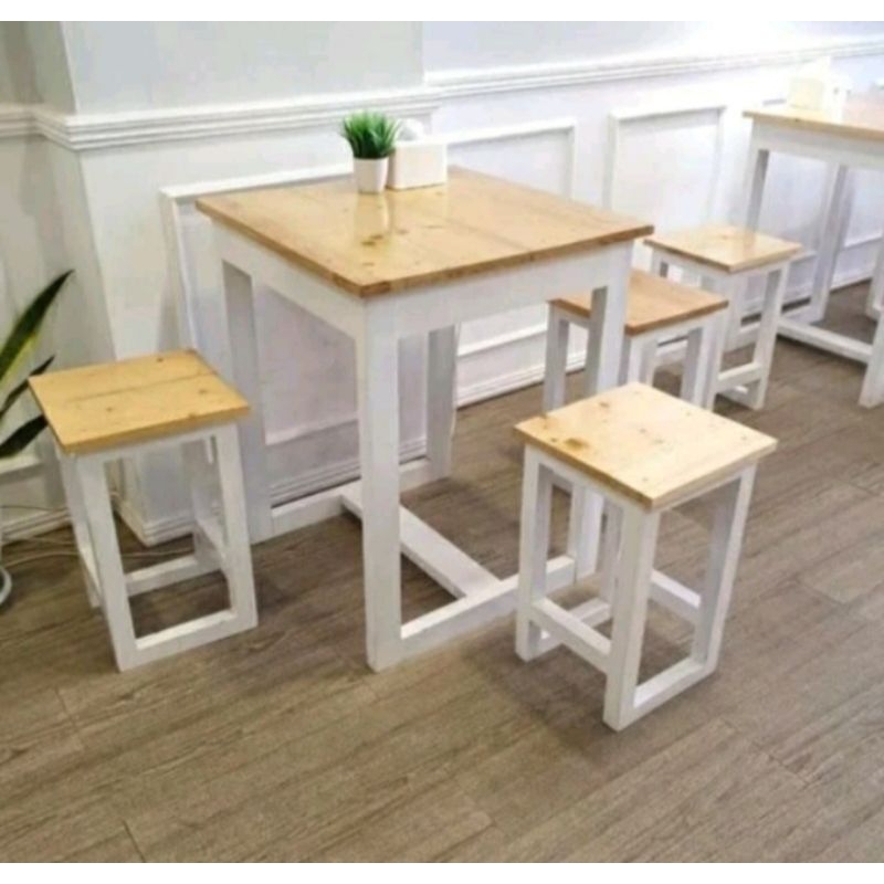 Jual Meja caffe meja restoran kayu jati Belanda 1set | Shopee Indonesia