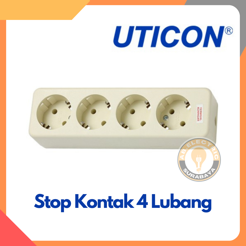 Jual Uticon Stop Kontak Arde OB 4 Lubang Putih (ST-148) Colokan Listrik ...