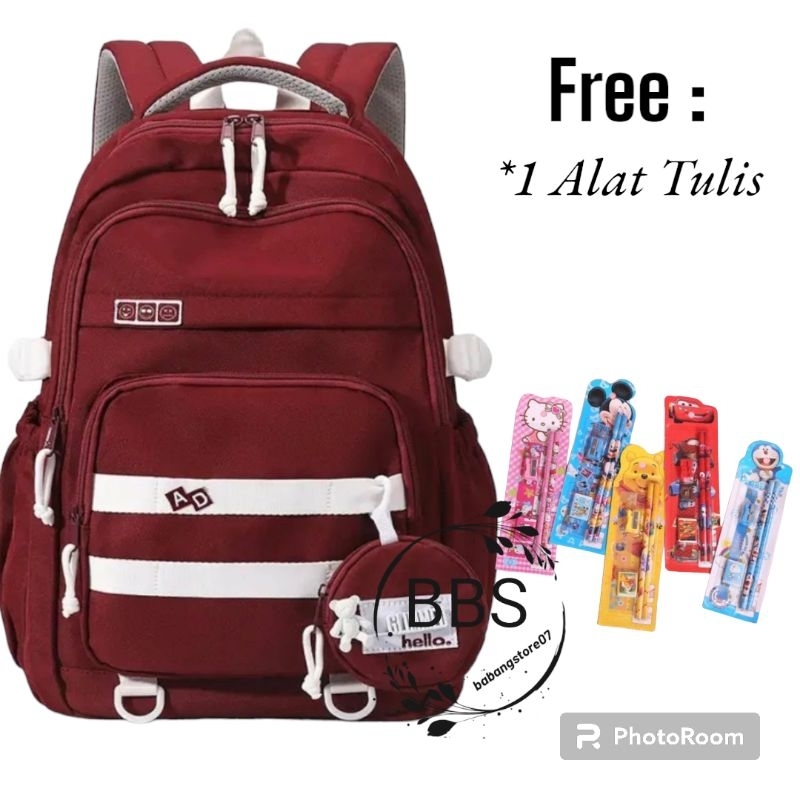Jual Tas Sekolah Perempuan Paket Combo Tas Polos Lengkap Banyak Bonusnya Ransel sekolah Anak ...