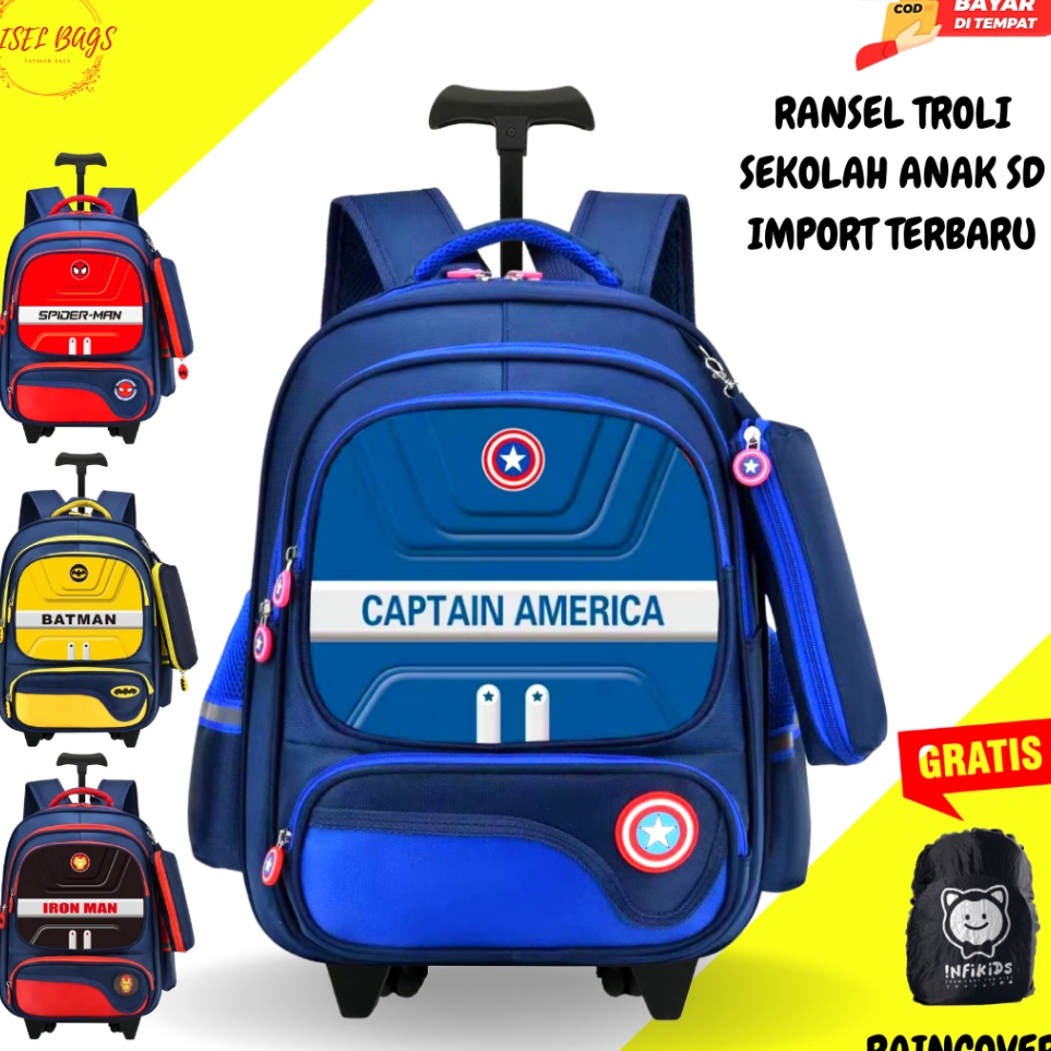 Jual Penawaran Terpopuler Tas Troli Anak Laki Laki Sekolah SD Ransel Import Premium Karakter ...