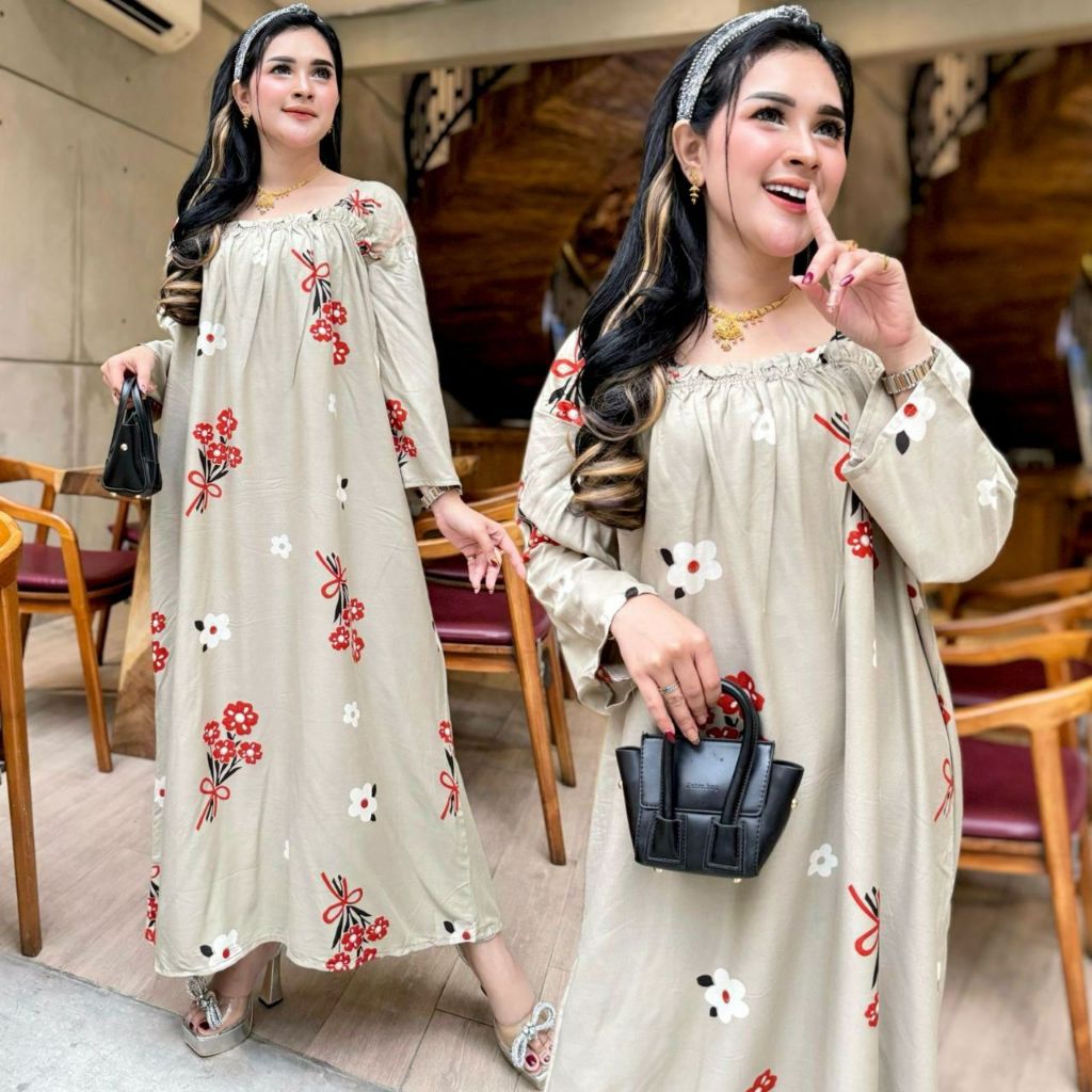 Jual SEKDRESS FUJI MOTIF MELATI ANGGUN DASTER KERAH KARET LEHER ...