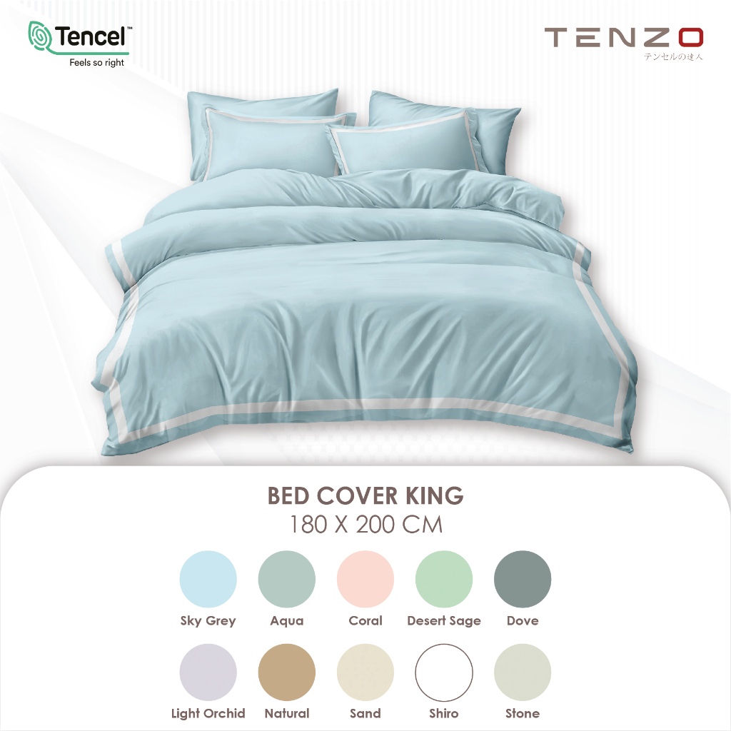 Jual Tenzo - Bed Cover Tencel Set King 180x200 Tinggi 40 Solid "Live" | Shopee Indonesia