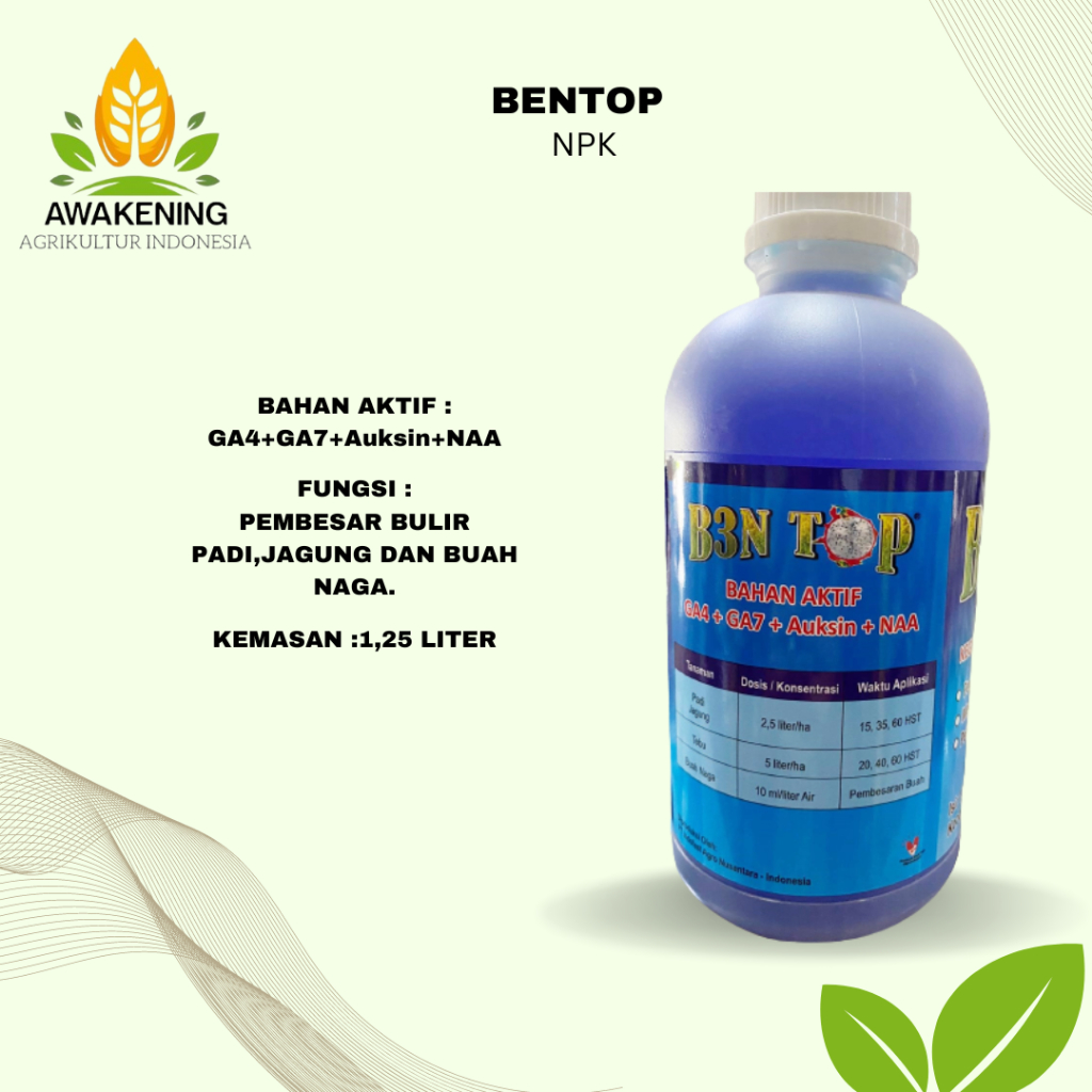 Jual BENTOP 1,25 LITER PEMBESAR BULIR PADI,JAGUNG DAN BUAH NAGA ...