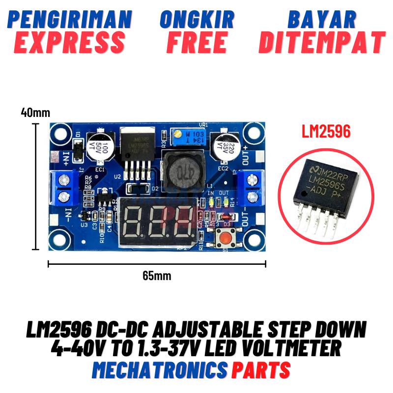 Jual LM2596 DC-DC ADJUSTABLE STEP DOWN 4-40V to 1.3-37V LED VOLTMETER | Shopee Indonesia