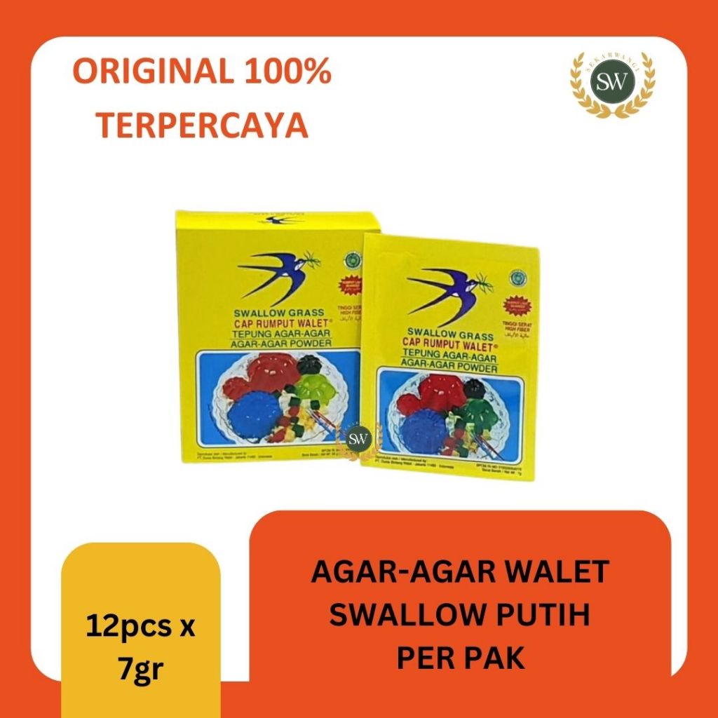 Jual AGAR-AGAR WALET SWALLOW TEPUNG AGAR PUTIH - PER PAK ISI 12 PCS ...