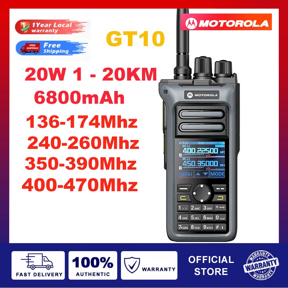 Jual HT Motorola GT-10 two way radio Walkie talkie jarak jauh 20KM Daya Tinggi 20W 128 Saluran ...