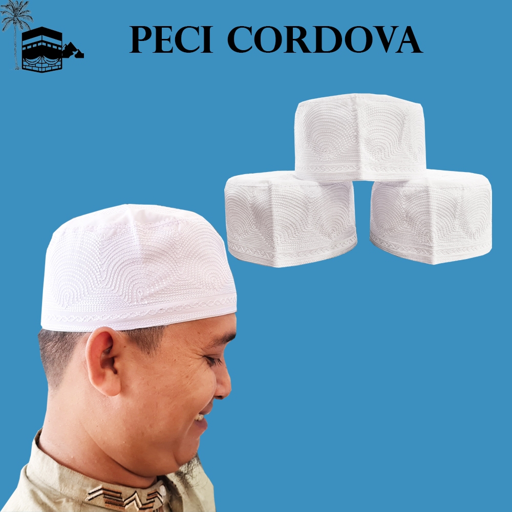 Jual Peci Putih Cordova Pria Dewasa Peci Sholat Kopiah Madinah ...
