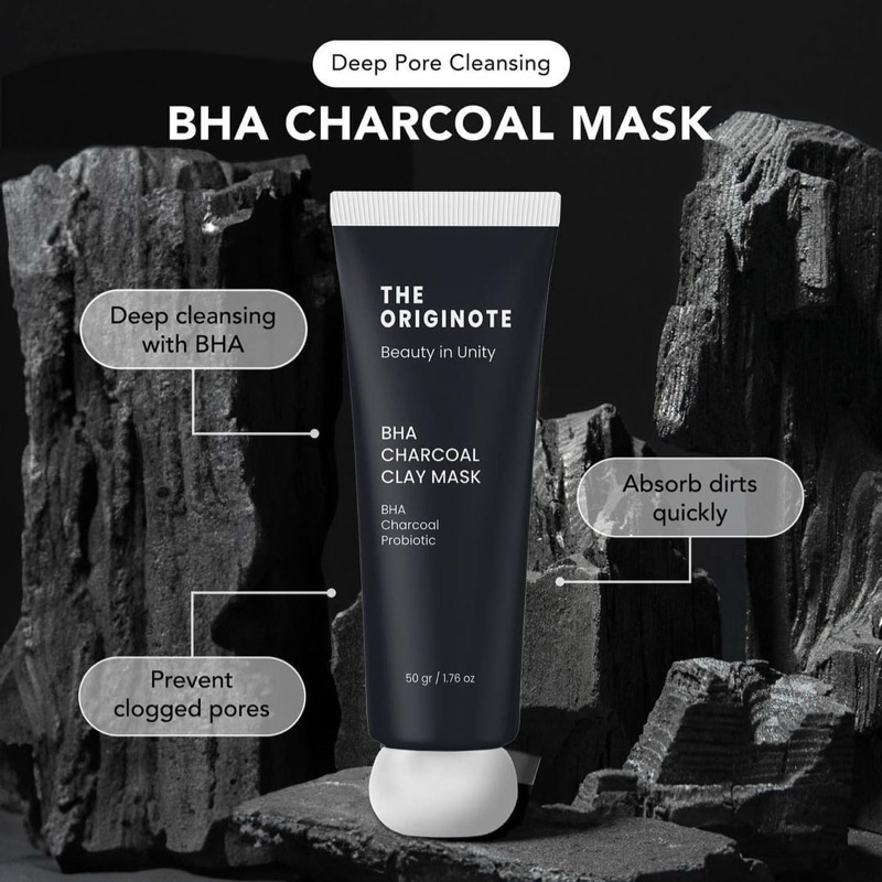 Jual THE ORIGINOTE BHA Charcoal Clay Mask - Masker Wajah Mud Mask ...