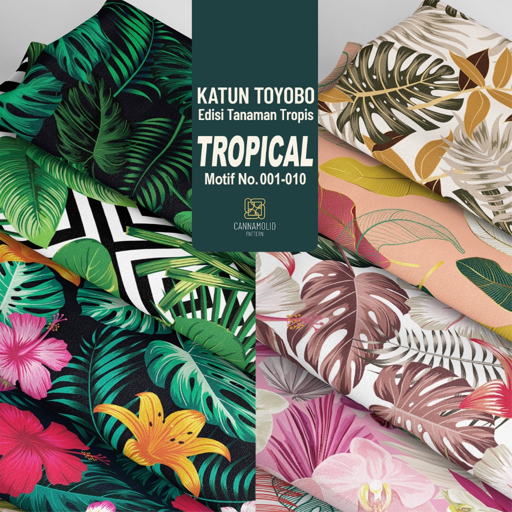 Jual Katun Toyobo Motif DAUN TROPIS Aesthetic | Lebar 145cm | TROPICAL ...