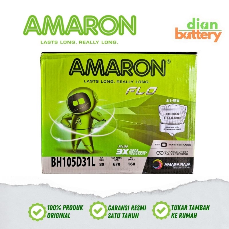 Jual Aki Mobil Pajero Sport 95D31L Amaron HiLife 105D31L - Accu Kering 80Ah | Shopee Indonesia