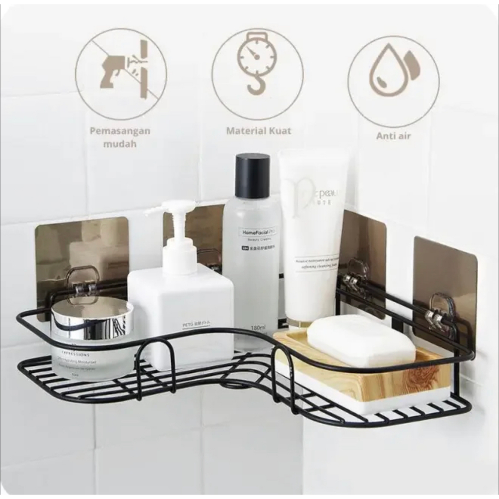 Jual [OL] Rak Besi Stainless Tanpa Bor Tempel Dinding / Rak Dapur Rak ...