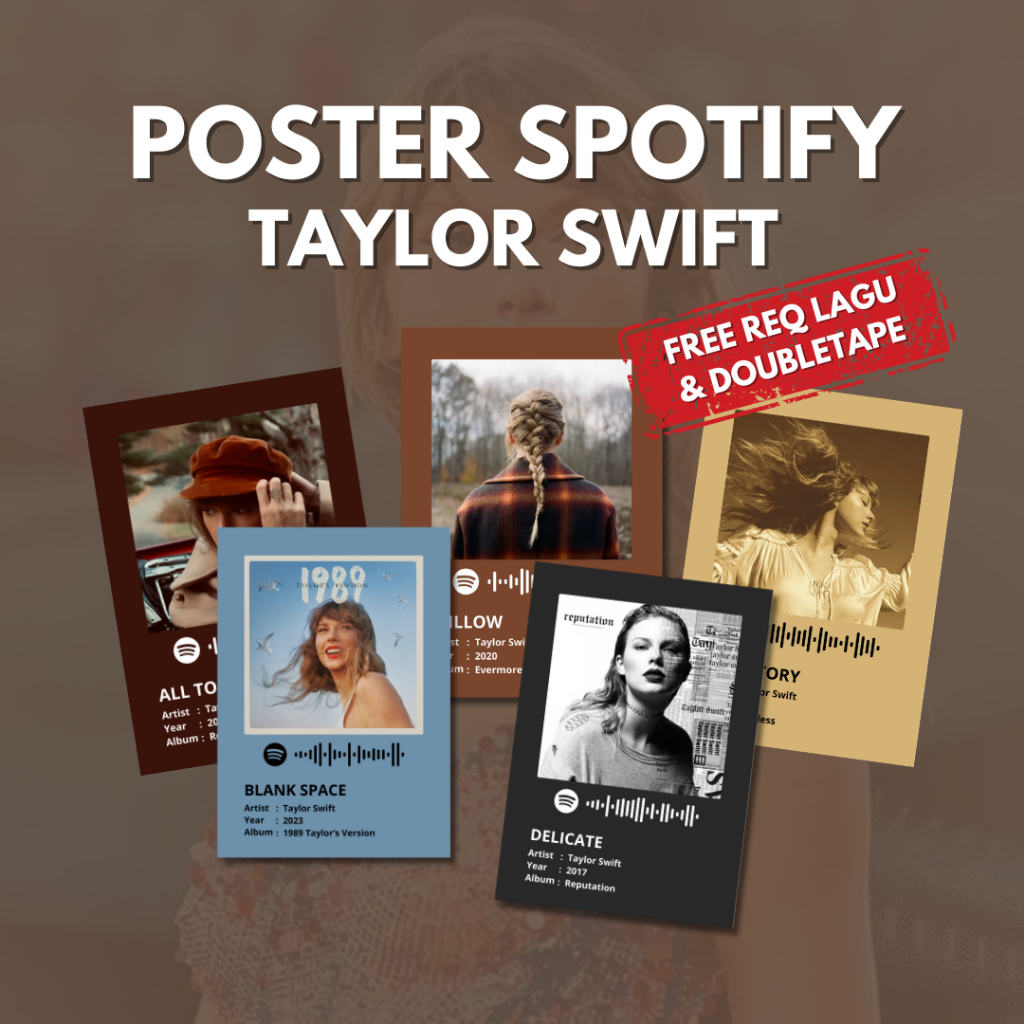Jual Poster Spotify Taylor Swift | Poster Aesthetic A5 | Poster Dinding ...