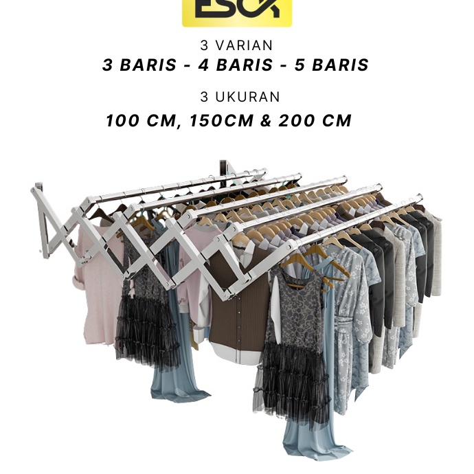 Jual New Mart ESOK Jemuran Baju Tempel Dinding Rak Jemuran Pakaian ...