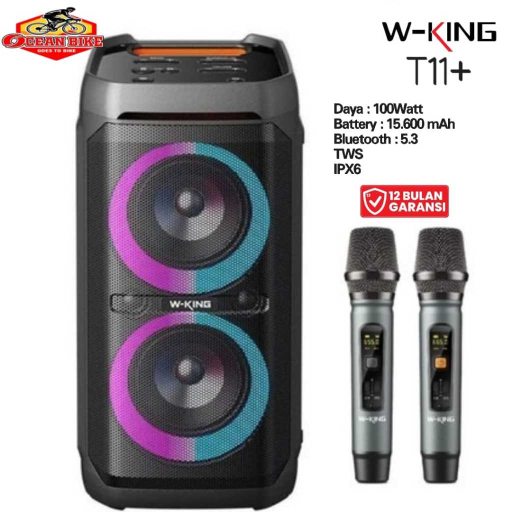 Jual WKING Speaker Bluetooth Karaoke MIC Wireless TWS T11+ 2 Microphone ...