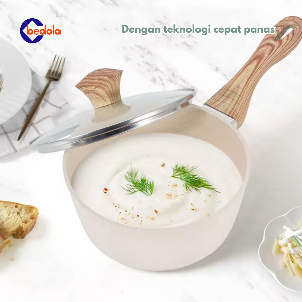 Jual Panci susu sauce pan anti lengket 18 cm + glass lid | Shopee Indonesia
