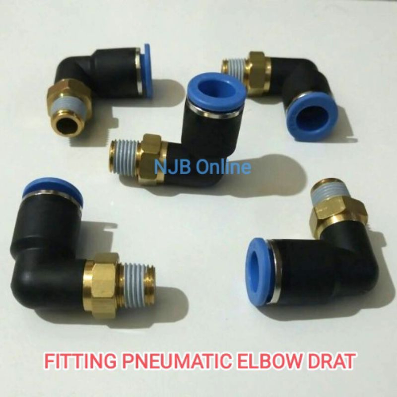 Jual Fitting Pneumatic Elbow Drat Luar 1/8 atau 1/4 Ke Selang 6mm 8mm 10mm 12mm | Shopee Indonesia