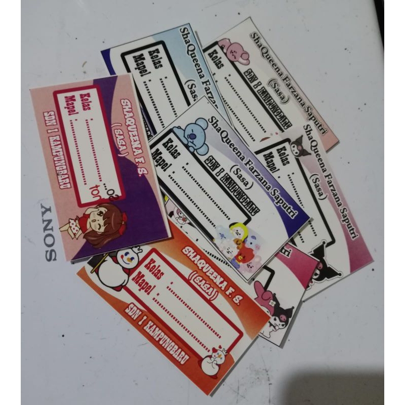 Jual (isi 20) sticker label nama custom label buku mata pelajaran ...