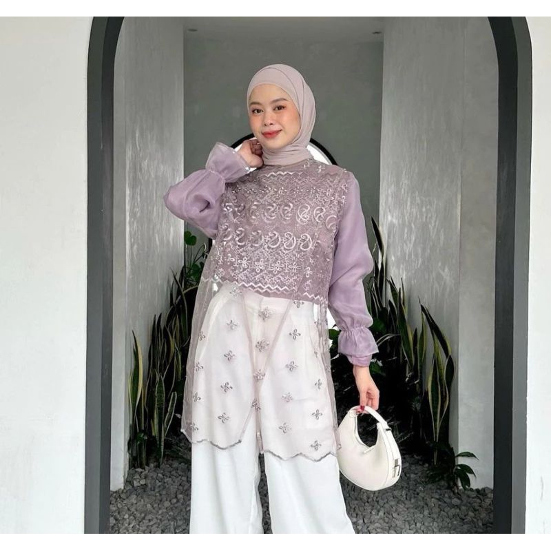 Jual Zize Outer Brukat Etnik Organza / Tunik Brukat / Baju hari raya ...