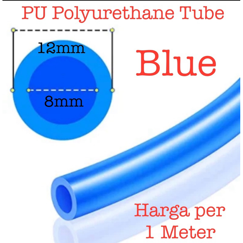 Jual Selang Angin PU Blue 12x8mm OD 12mm x ID 8mm Polyurethane Harga ...