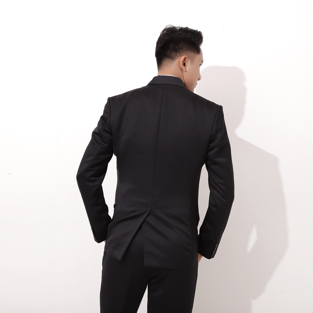 Jual Jas pria Hitam buat wisuda Nikah Kondangan Blazer Formal slimfit kerja kantor bahan ...