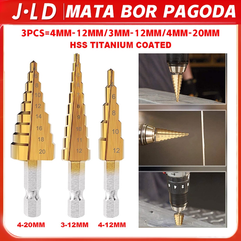 Jual JLD tools Mata Bor Pagoda mata bor step bor Spiral HSS Steel ...