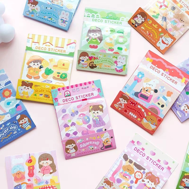 Jual 10lembar Stiker Deko Gadis Korea Deco Sticker Lucu Cute Kawaii ...