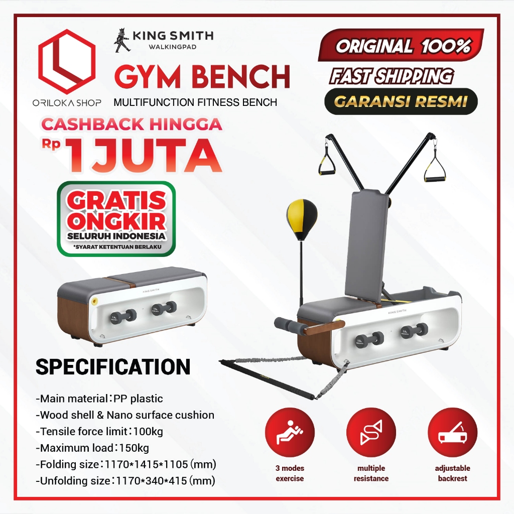 Jual Kingsmith Gym Bench Kursi Fitness Multifungsi All In One | Shopee Indonesia