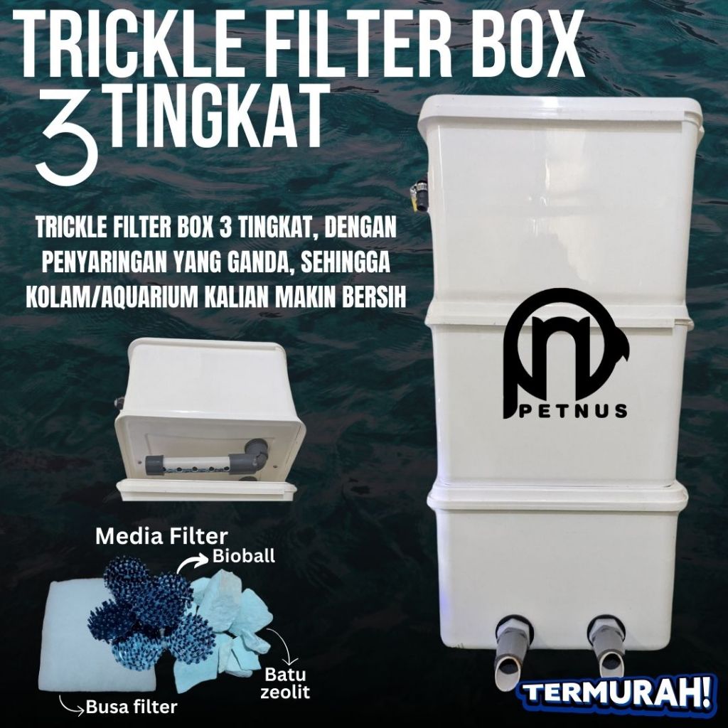 Jual TRICKLE FILTER BOX KOLAM AQUARIUM 3 Tingkat dengan Penyaringan ...