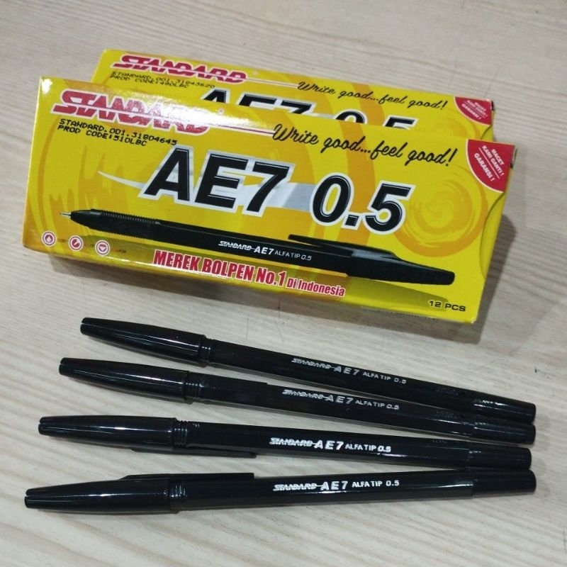 Jual Pulpen/ Bolpen/ Pen AE7 0.5 Hitam Standard (1 Lusin) (A0101) | Shopee Indonesia