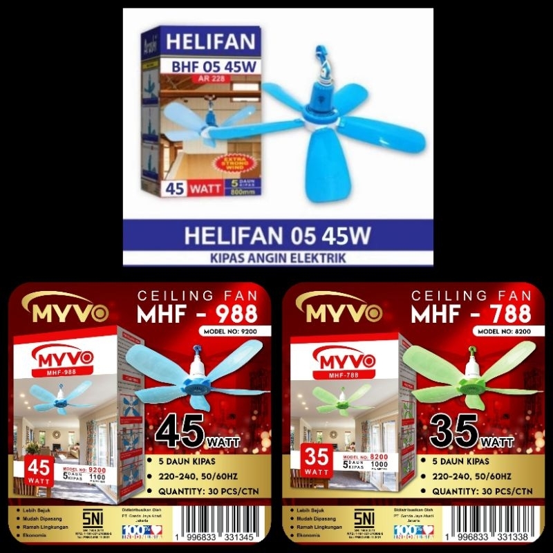 Jual Kipas Angin Gantung Helifan /baling baling/ baling 5 45watt ...